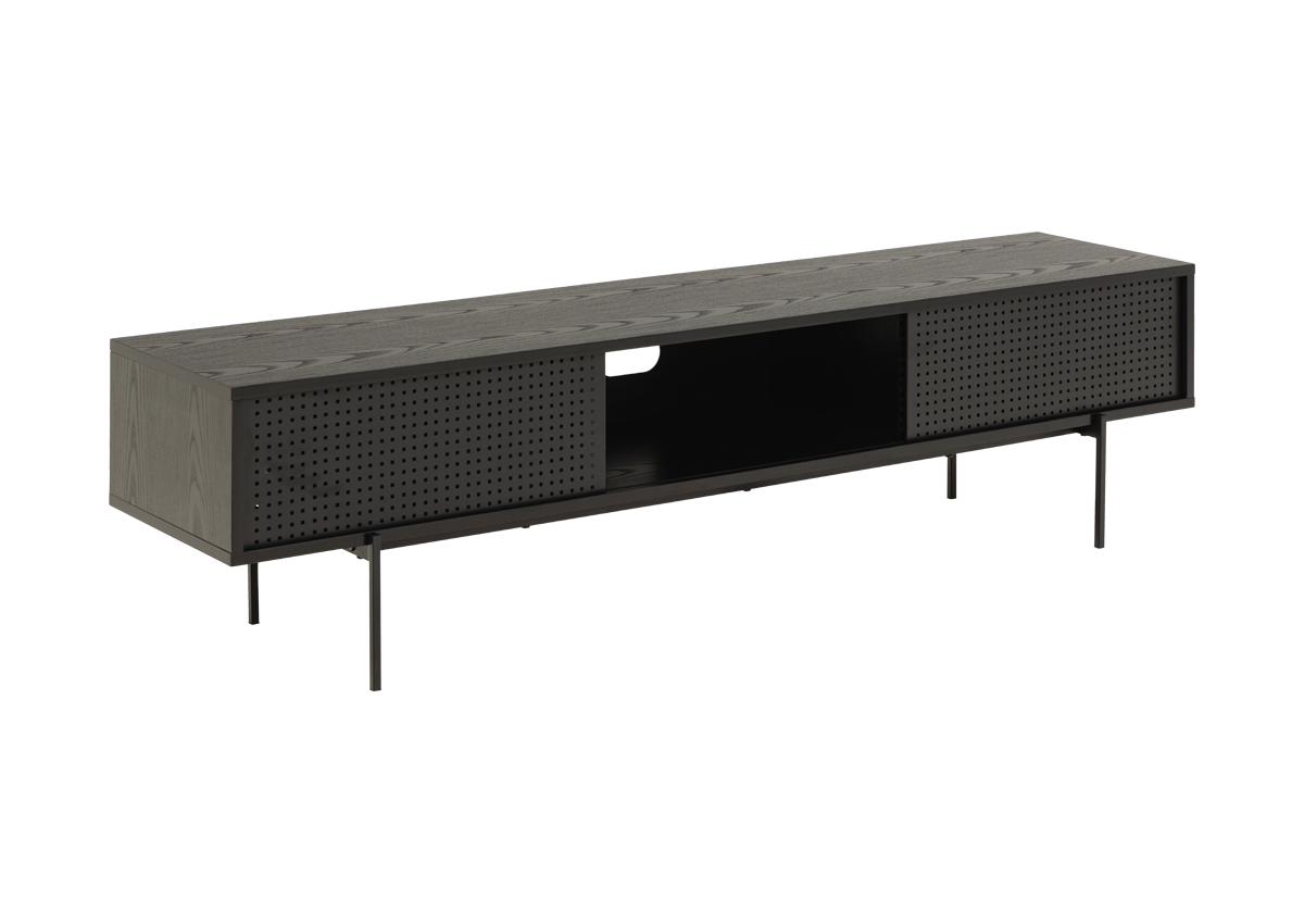 Angus TV-benk i sort ask | B:180cm | TV-bord med skyvedør | A-Møbler